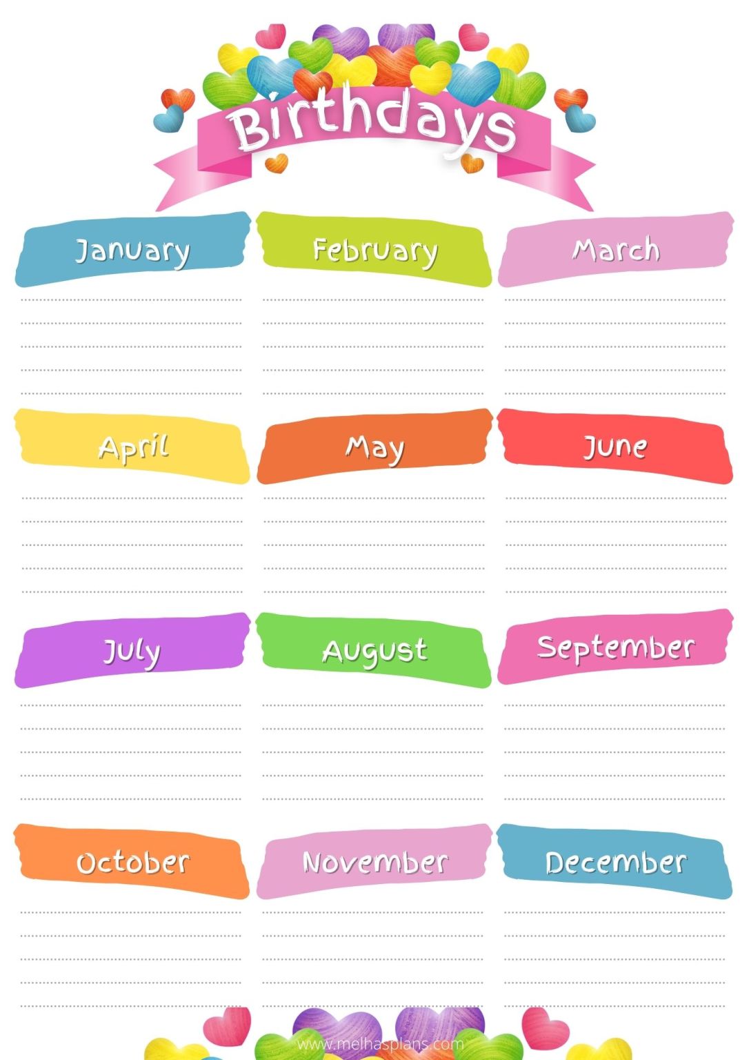 Free Printable Birthday Tracker Melhasplans