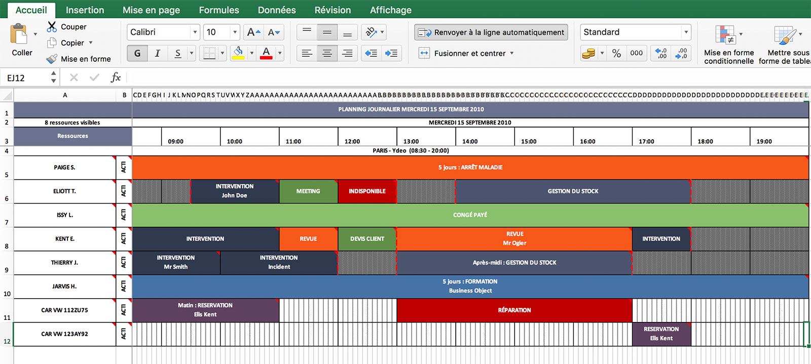 Modele De Planning Journalier Excel Gratuit Financial Report