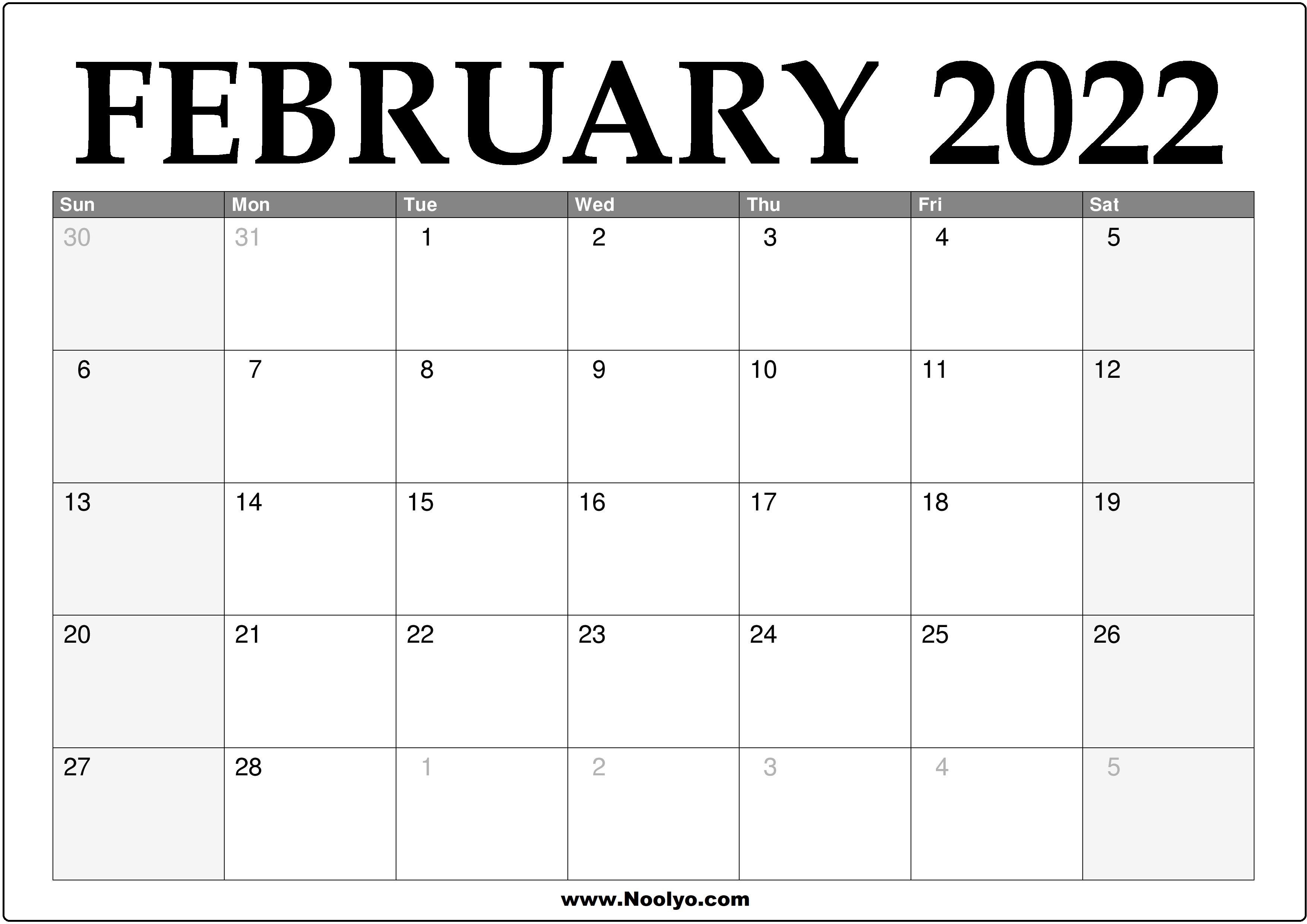 Free Printable Calendar February 2022 Printable Word Searches