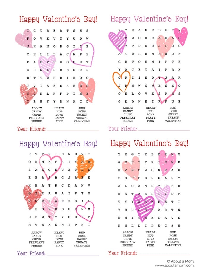 Free Printable Valentines Word Search Za