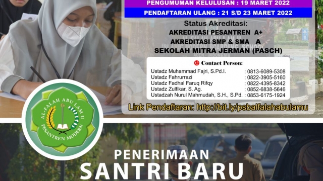 Info Pendaftaran Santri Baru Pesantren Modern Al Falah Abu Lam U Ta