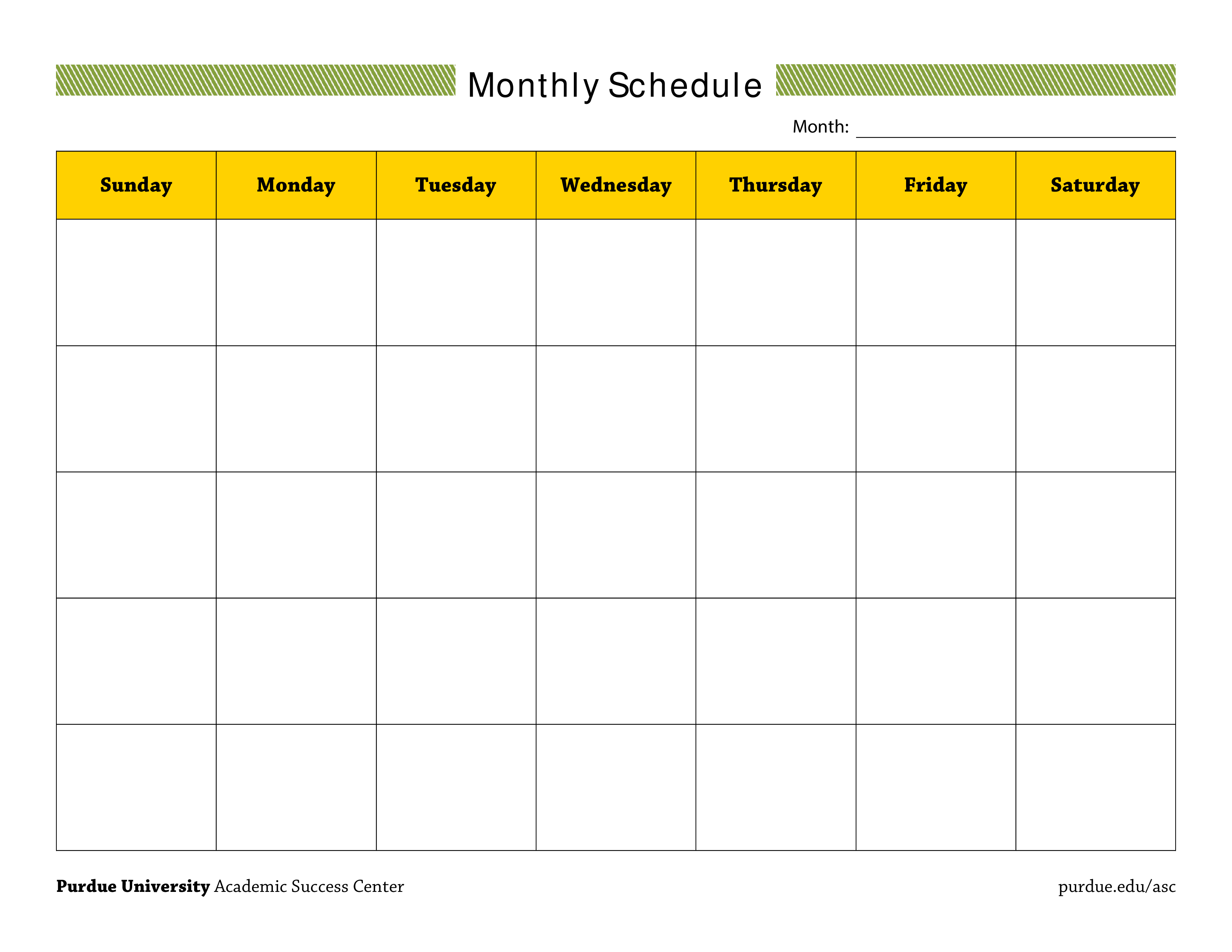 Printable Monthly Schedule Template