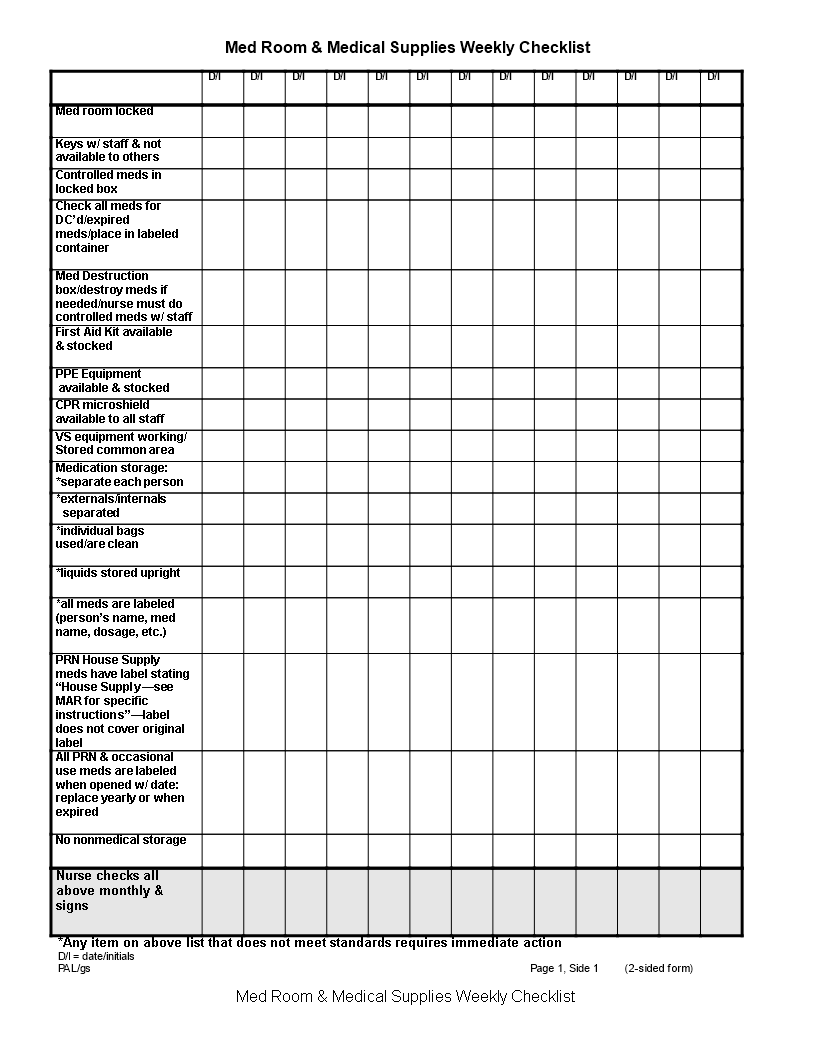 First Aid Kit Monthly Checklist Template Excel Kayra Excel