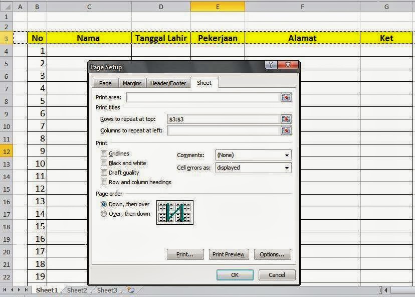 Cara Membuat Judul Tabel Di Excel Saat Print Hongkoong