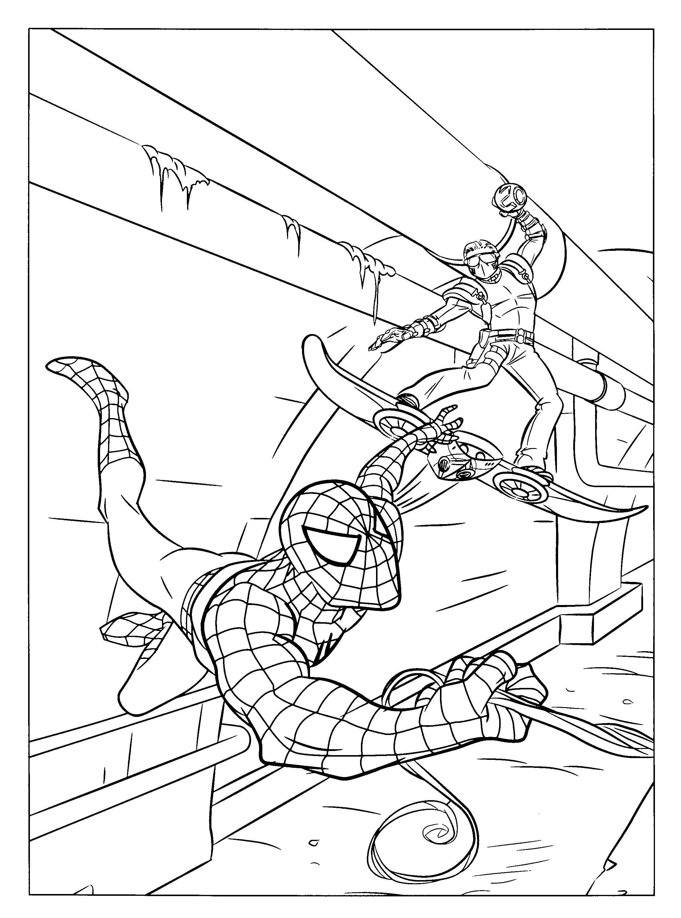 Free Printable Spiderman Colouring Pages Swinging Chibi Spiderman