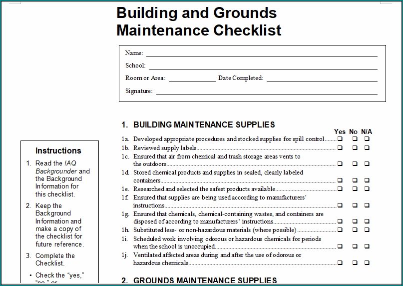 General Building Maintenance Checklist For 2023 Free Sample Example