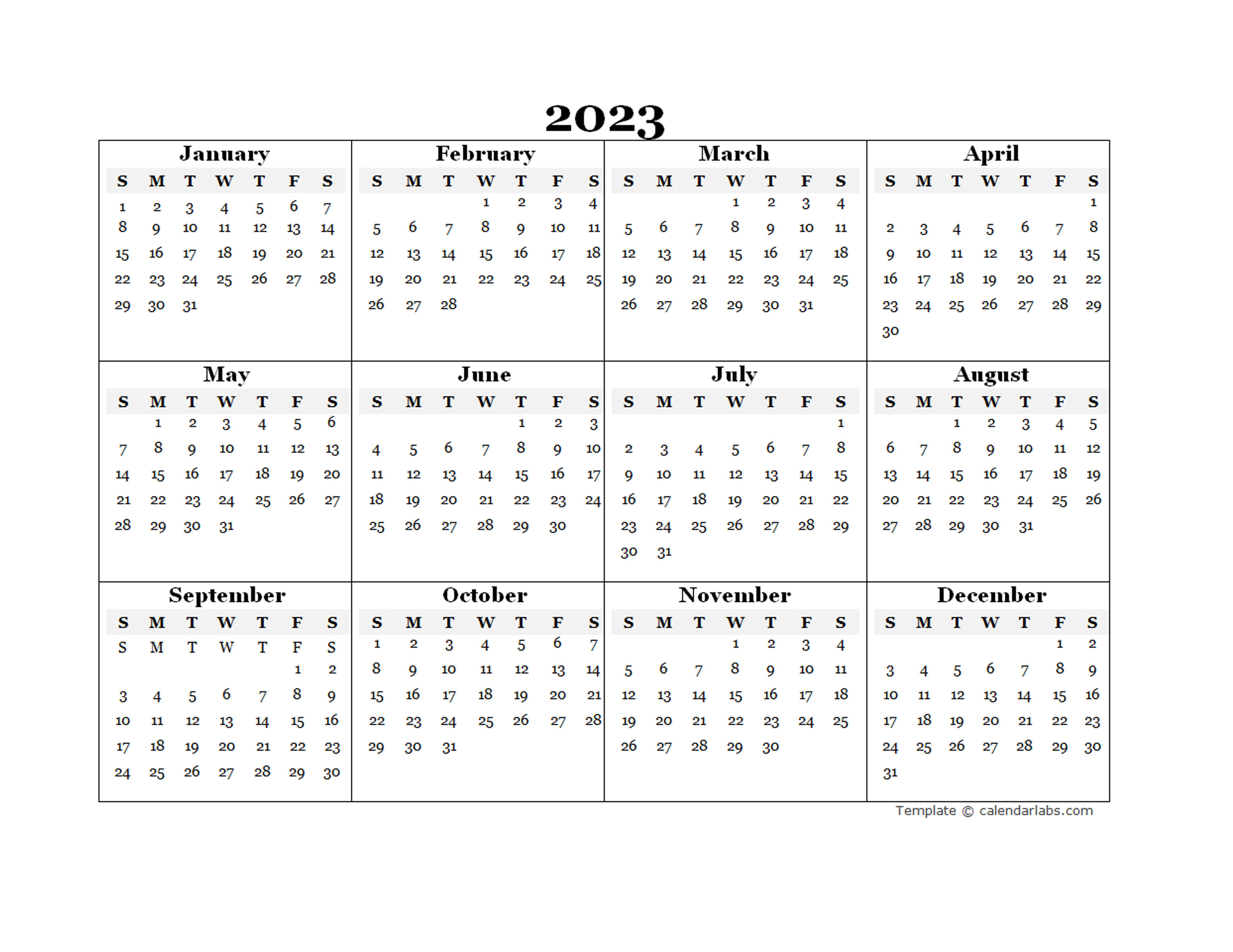 Free 2023 Yearly Calendar Printable Free Get Calendar