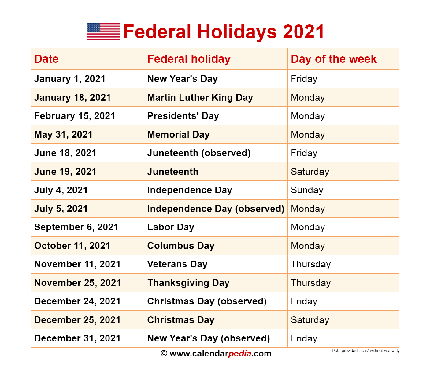 Federal Holidays 2021 Calendar Printable Printable 2021 Calendar With