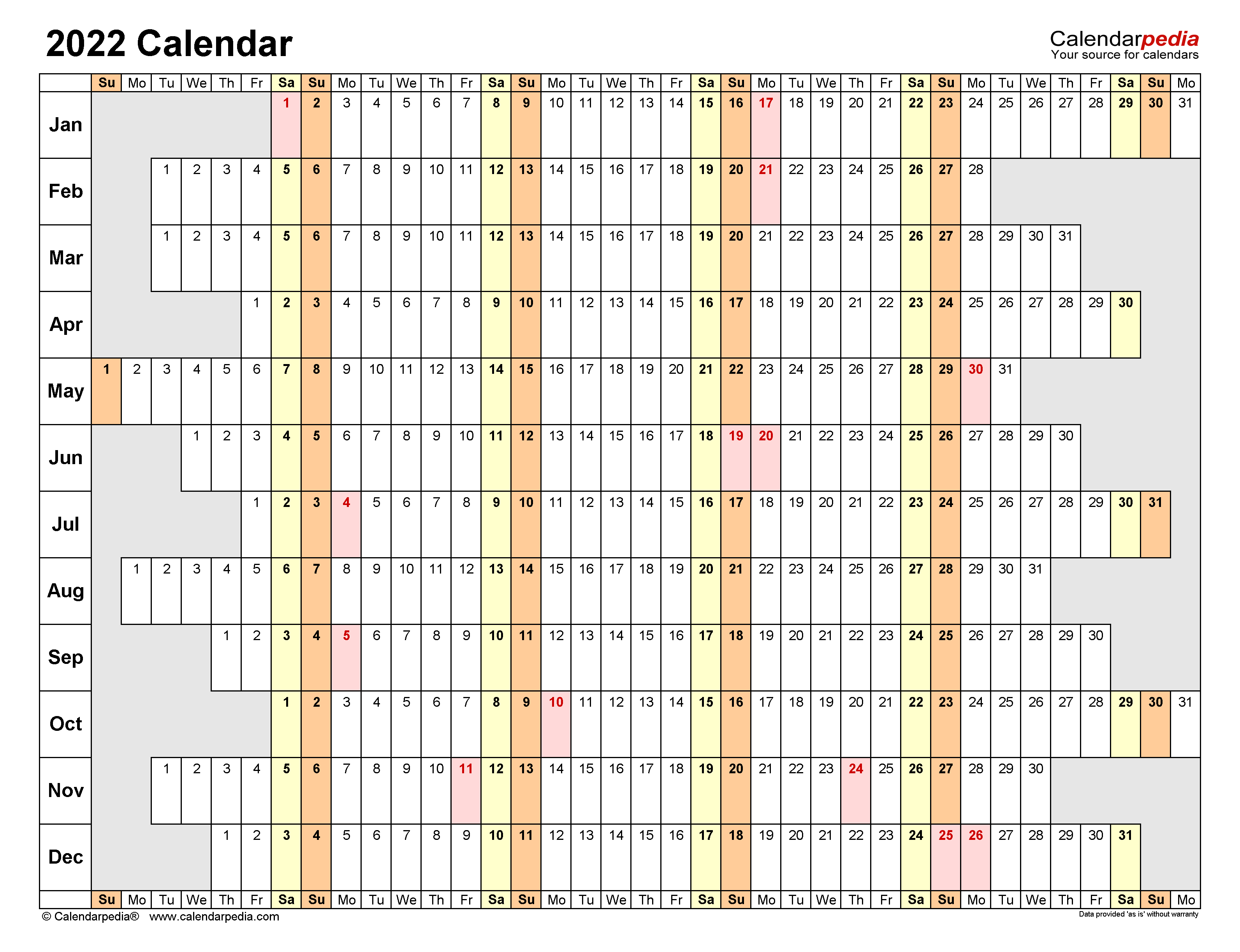 2022 Calendar Template Excel Printable Word Searches