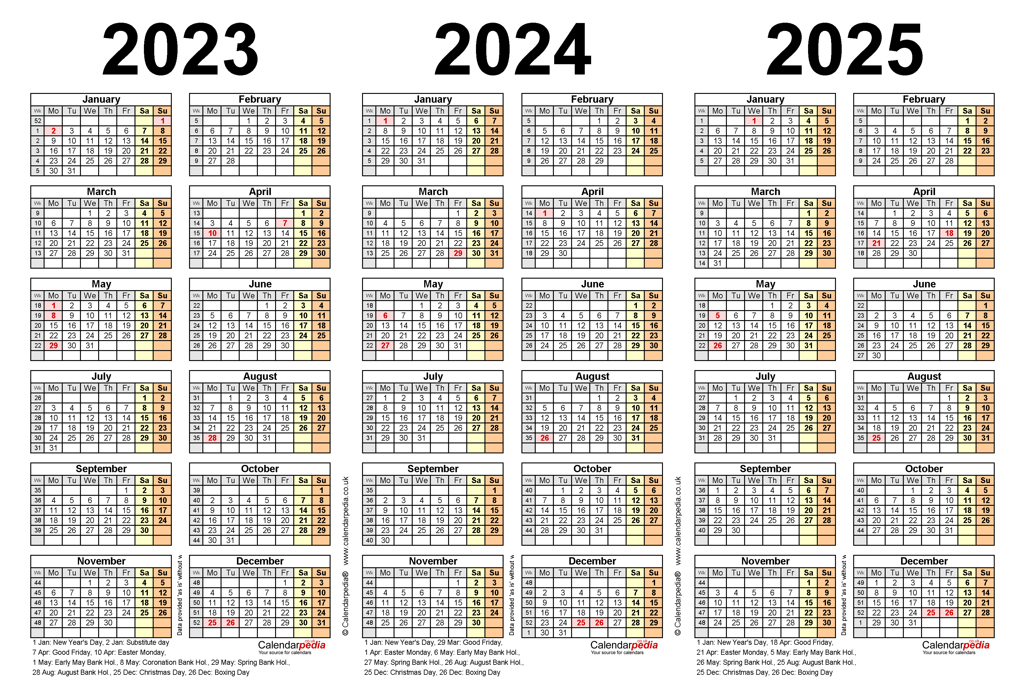 3 Year Calendar 2023 2024 2025 Get Latest 2023 News Update