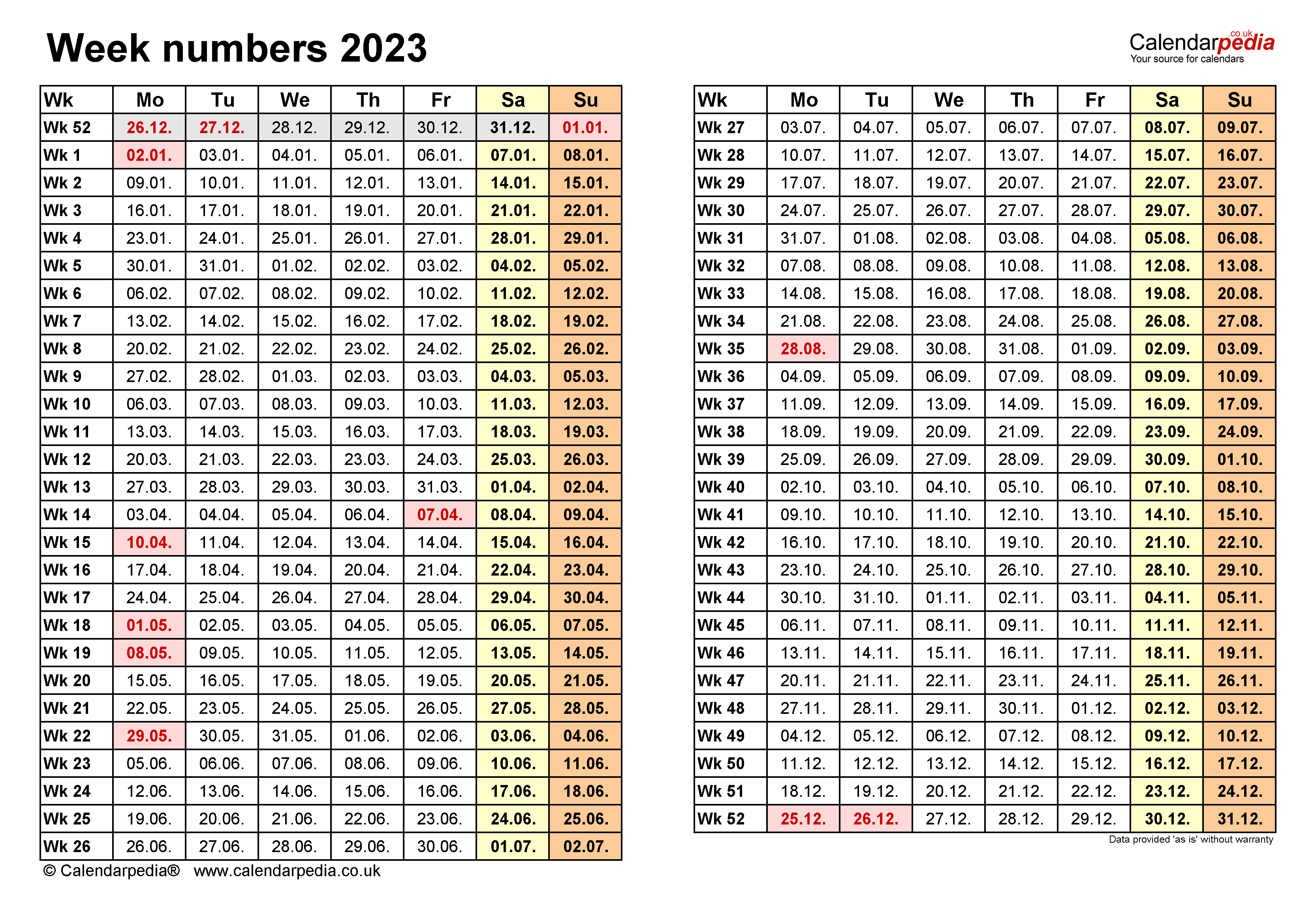 2023 Calendar With Week Numbers Printable Get Latest News 2023 Update