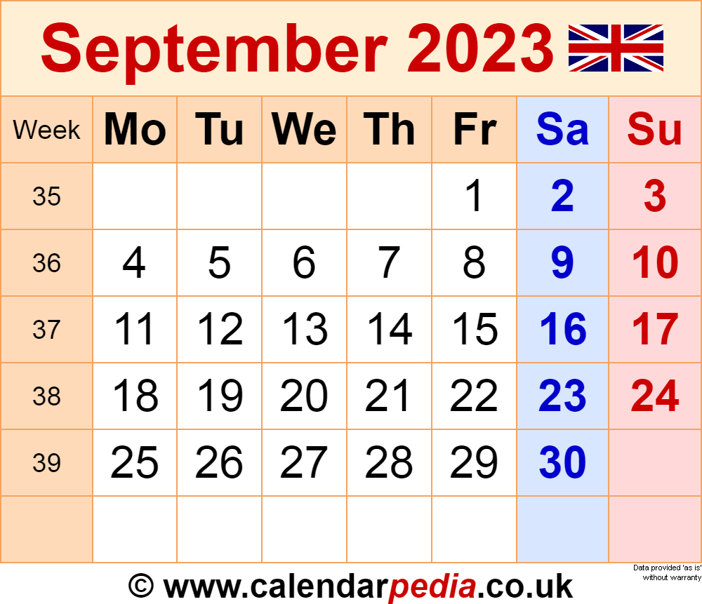 September 2023 Blank Calendar