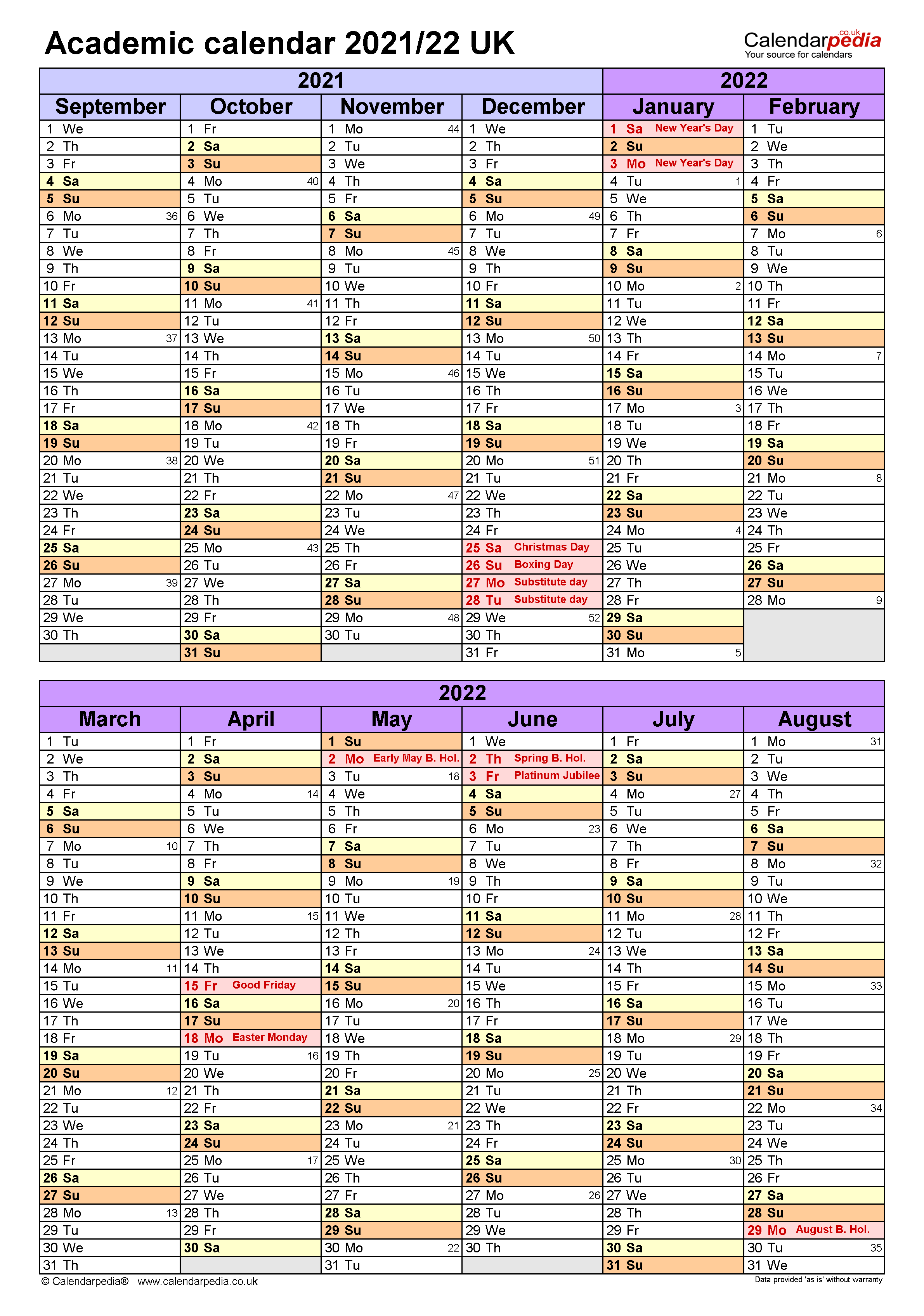 Academic Calendars 2021 22 Uk Free Printable Pdf Templates Riset