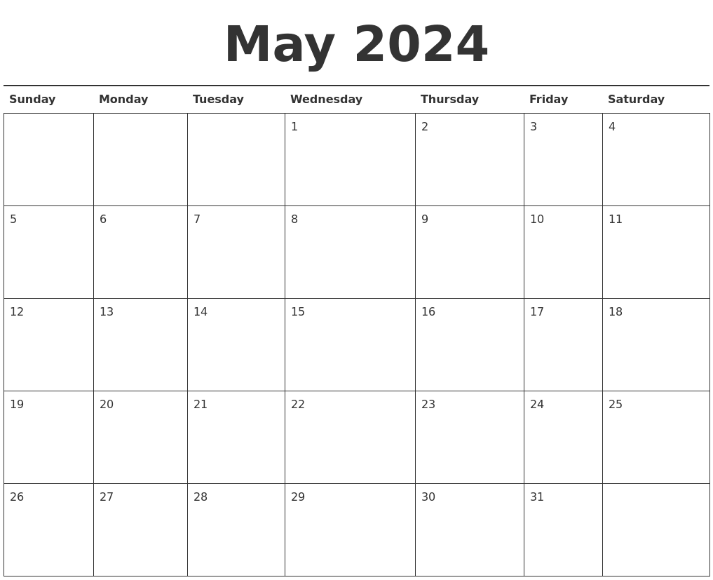 Printable Calendars May 2024 Printable Word Searches