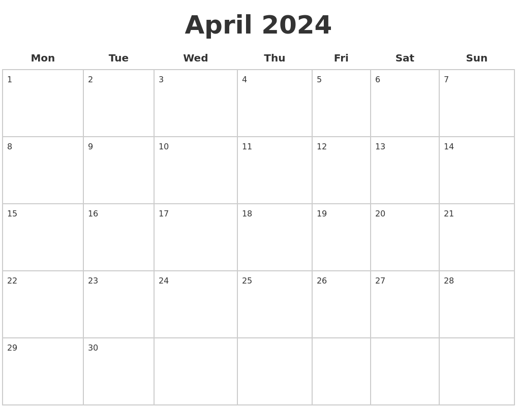 2024 April Calendar