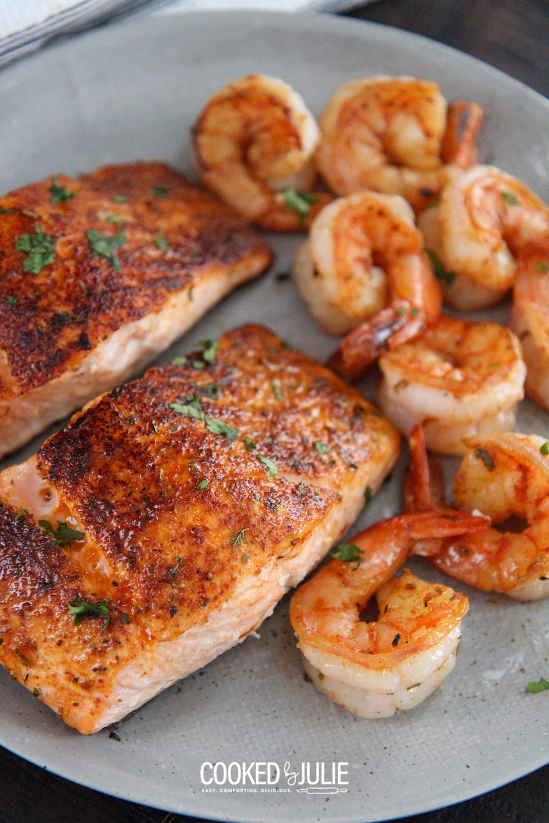 Cajun Salmon And Shrimp With Cream Sauce Cooked By Julie