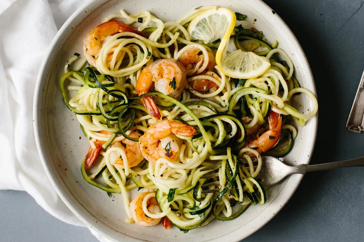 Zucchini Pasta With Lemon Garlic Shrimp Recipe Cart