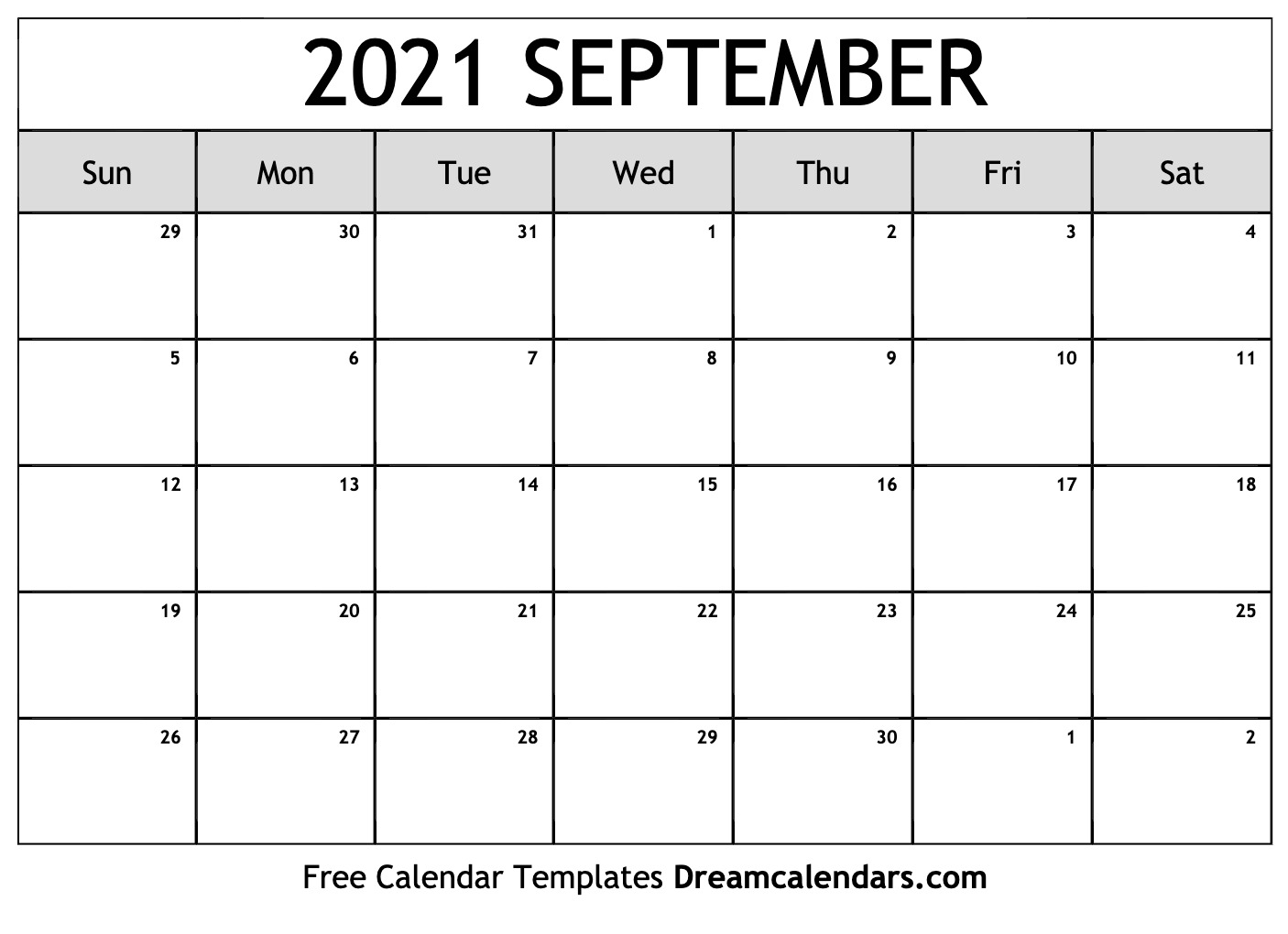 Free Printable Printable Pdf 2021 Calendar September Printable Word