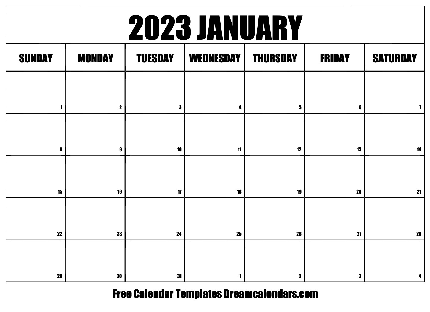 Printable Calendar For January 2023 Printable Word Searches