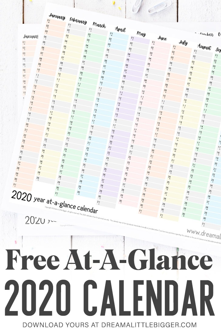 Year At A Glance Printable Calendar