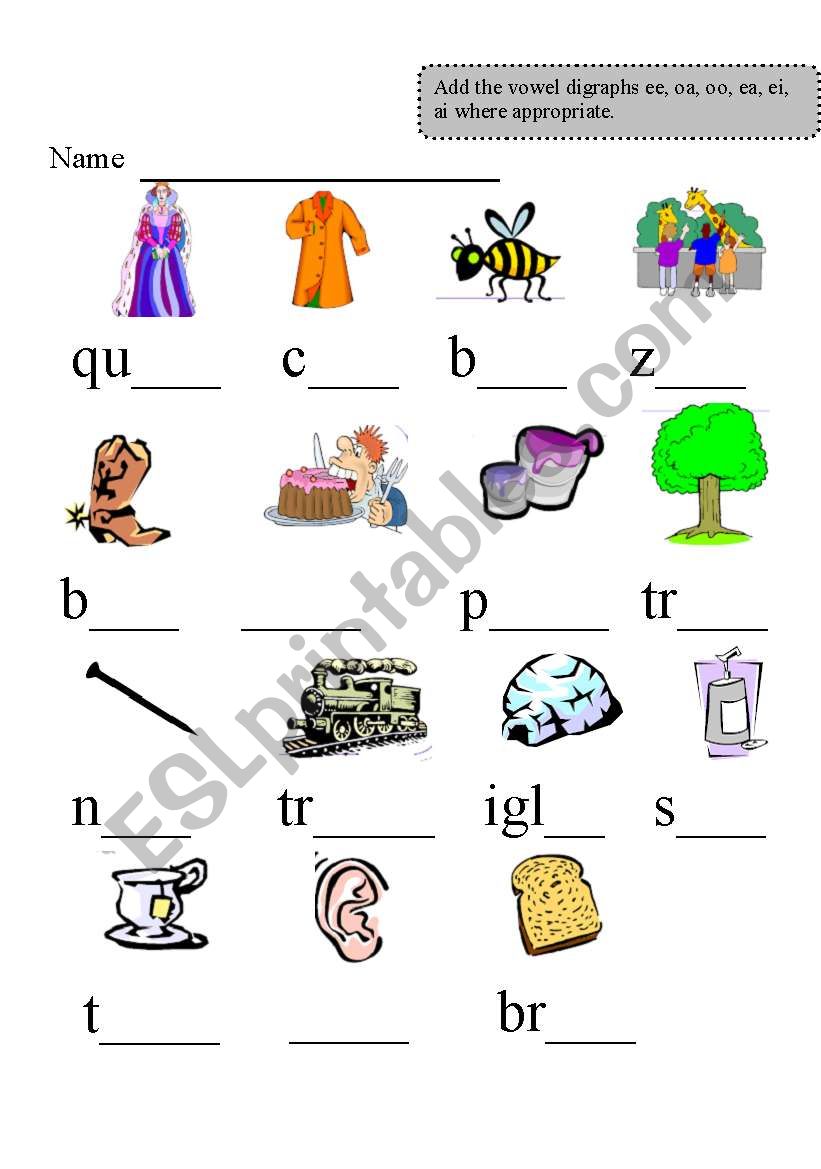 Vowel Digraph Worksheets Printable Word Searches