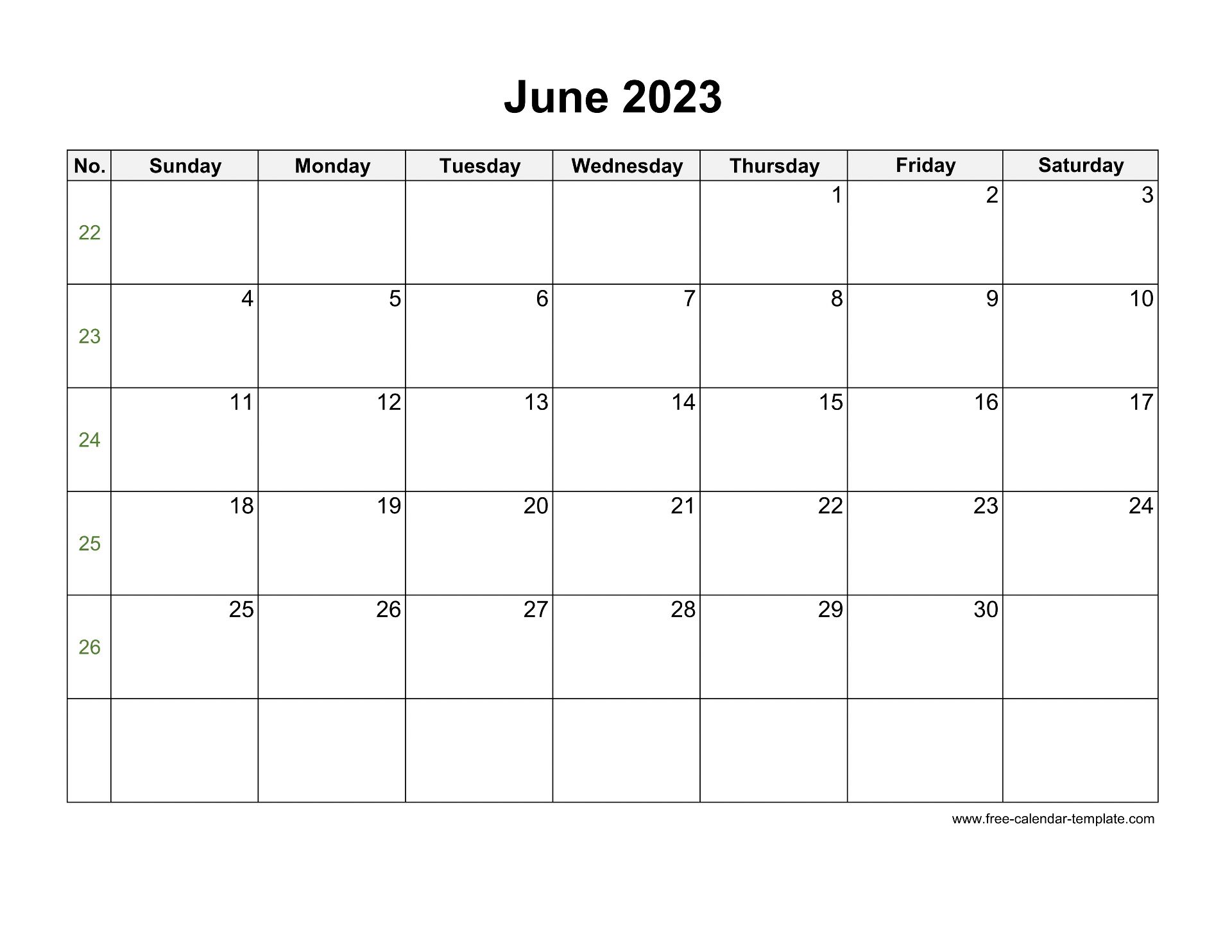 Blank Calendar June 2023 Printable Get Calendar 2023 Update