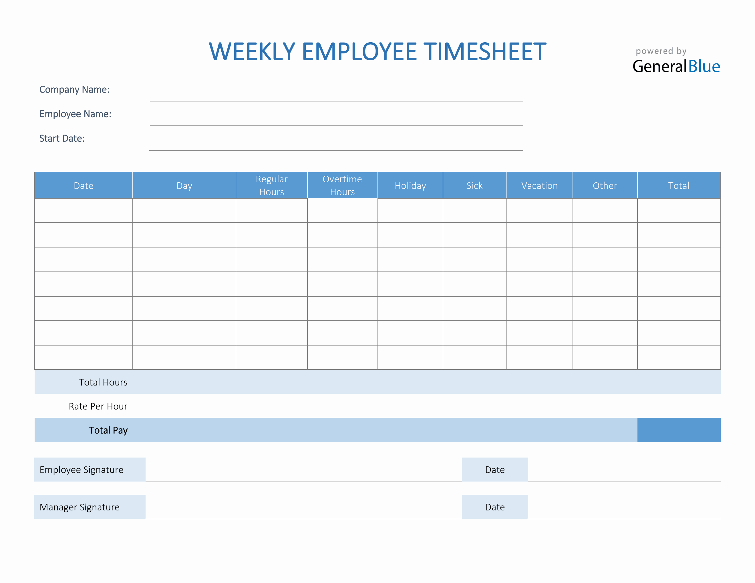 Employee Timesheet Printable