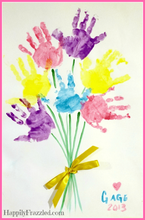 A Handprint Bouquet For Mothers Day Happily Frazzled