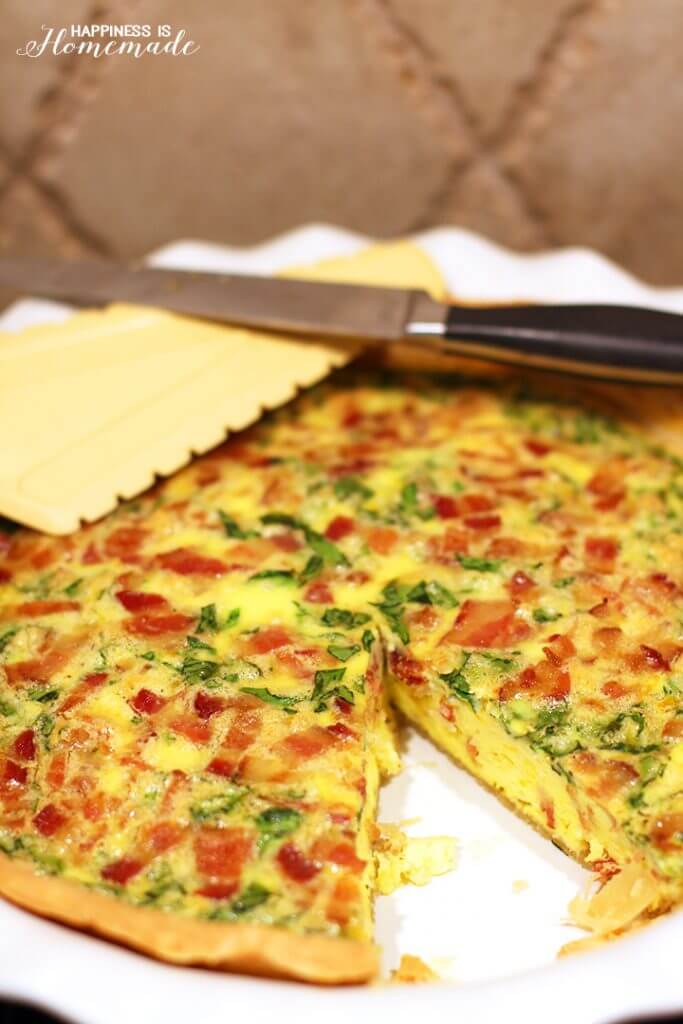 Cheesy Bacon Kale And Spinach Quiche Happiness Is Homemade