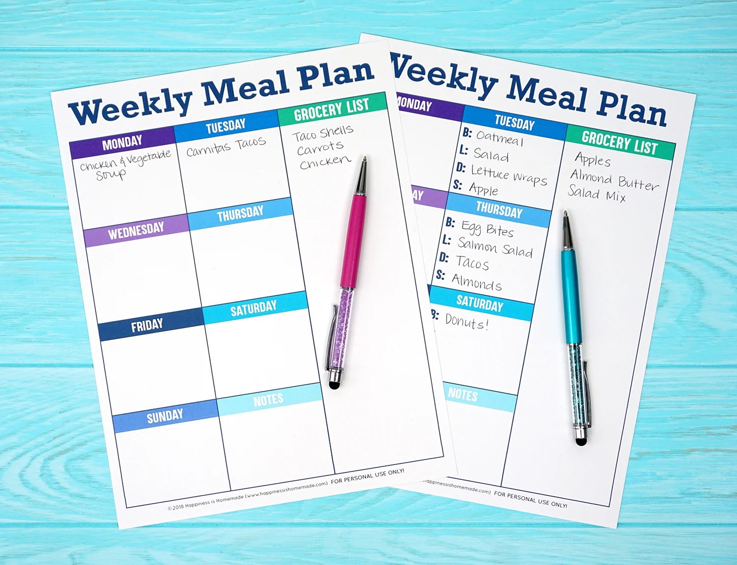 Printable Weekly Meal Planner Template Happiness Is Homemade My Xxx