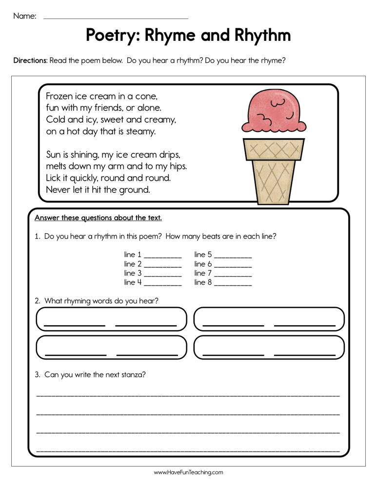 5th Grade Poetry Worksheets Hot Sex Picture