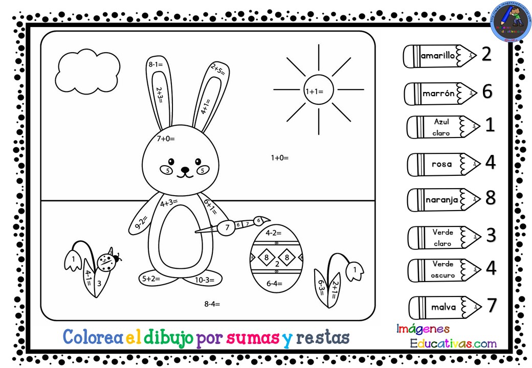 101 Fichas Para Colorear Con Operaciones Matemáticas Imagenes Educativas