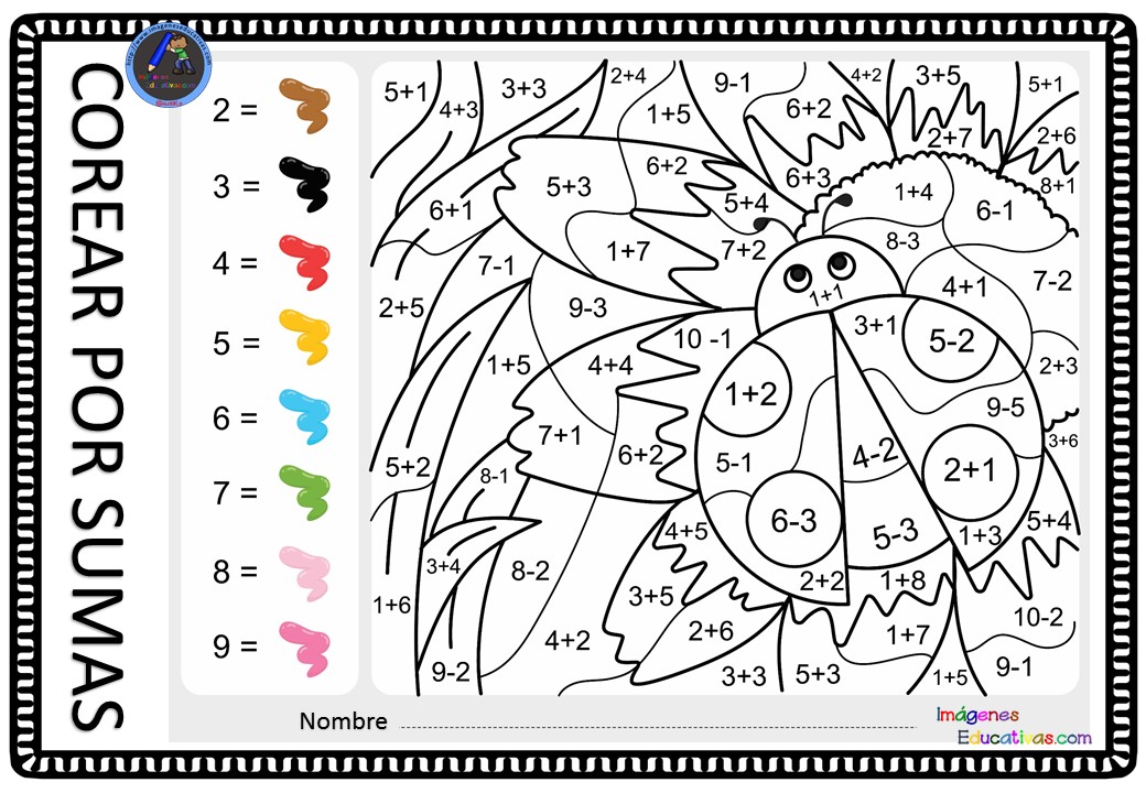 101 Fichas Para Colorear Con Operaciones Matemáticas Imagenes Educativas