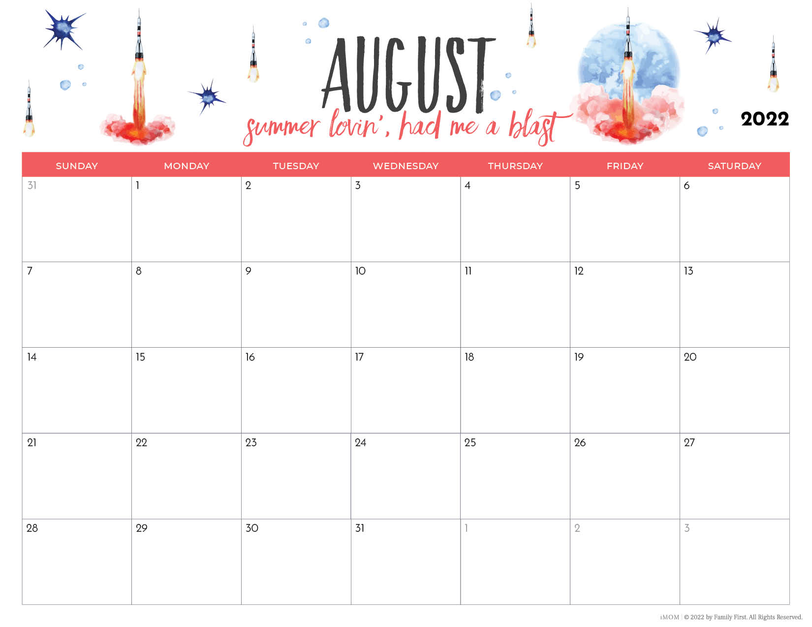 Cute August Calendar