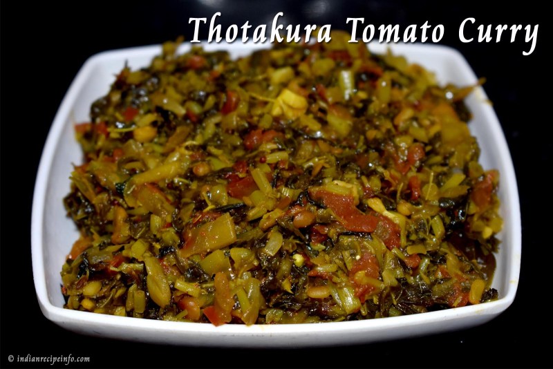 Thotakura Tomato Curry Andhra Style Healthy Amaranth Leaf Curry