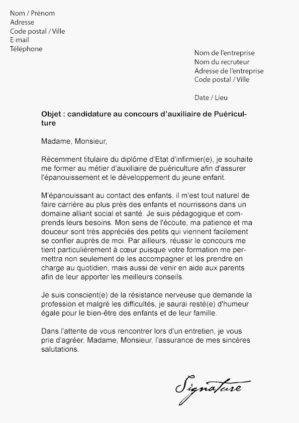 Exemple De Lettre De Motivation Pour Le Concours Daide Soignante