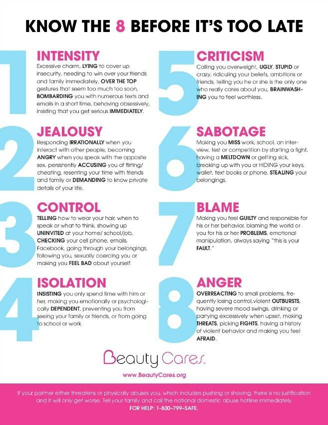 8 Warning Signs Of An Abusive Relationship Infographic ~ Life Advancer