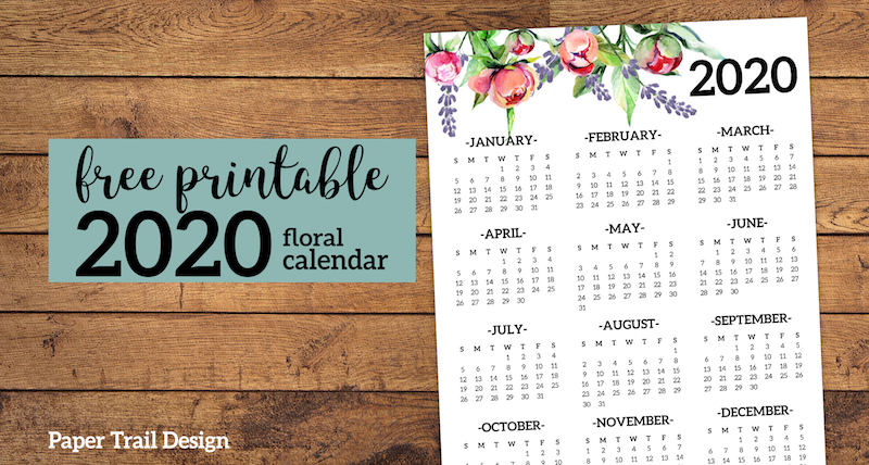 Free Printable 2020 Floral Calendar