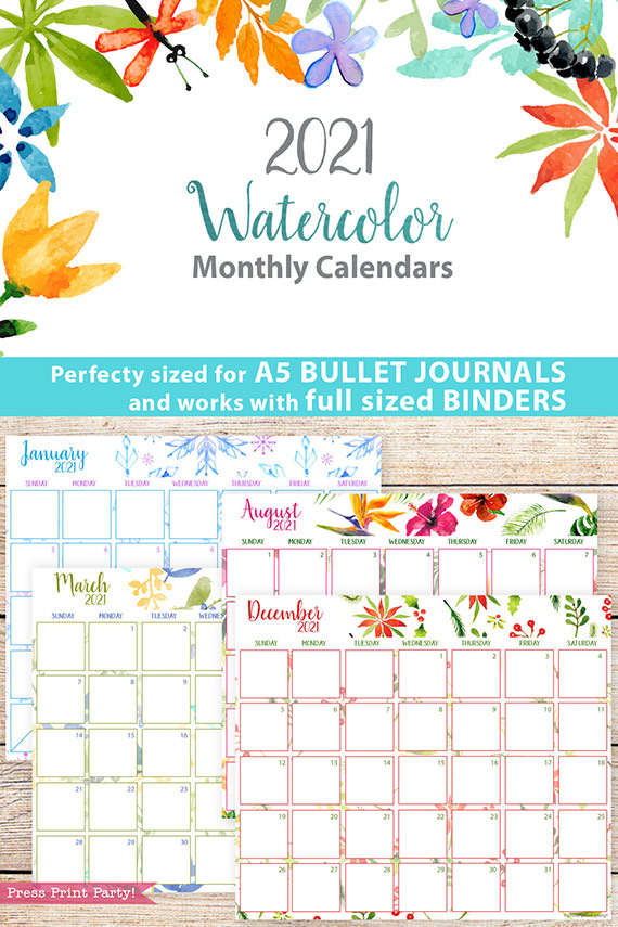 Free Bullet Journal Calendar Printable 2021 Monthly P