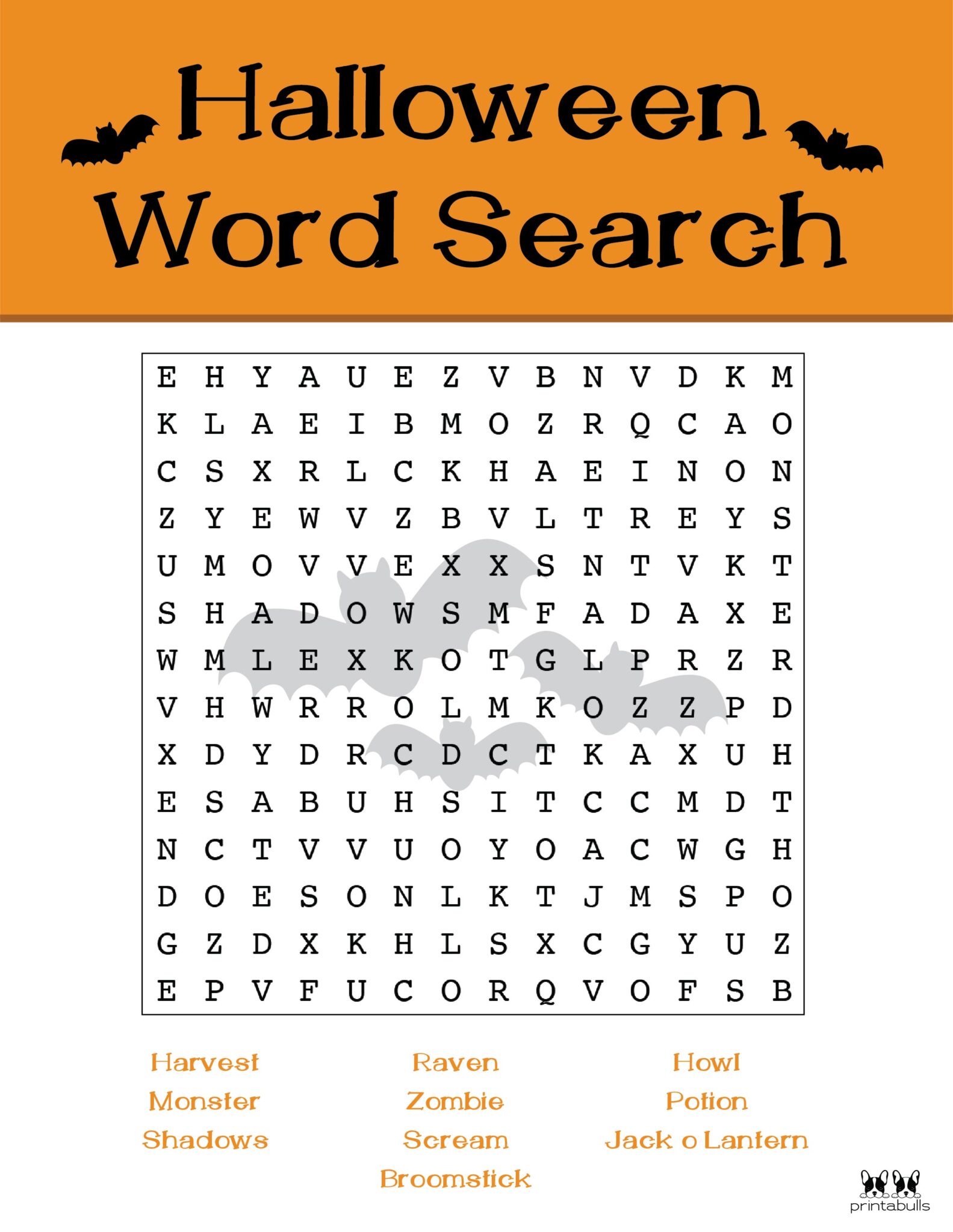 Halloween Word Search Printable Hard