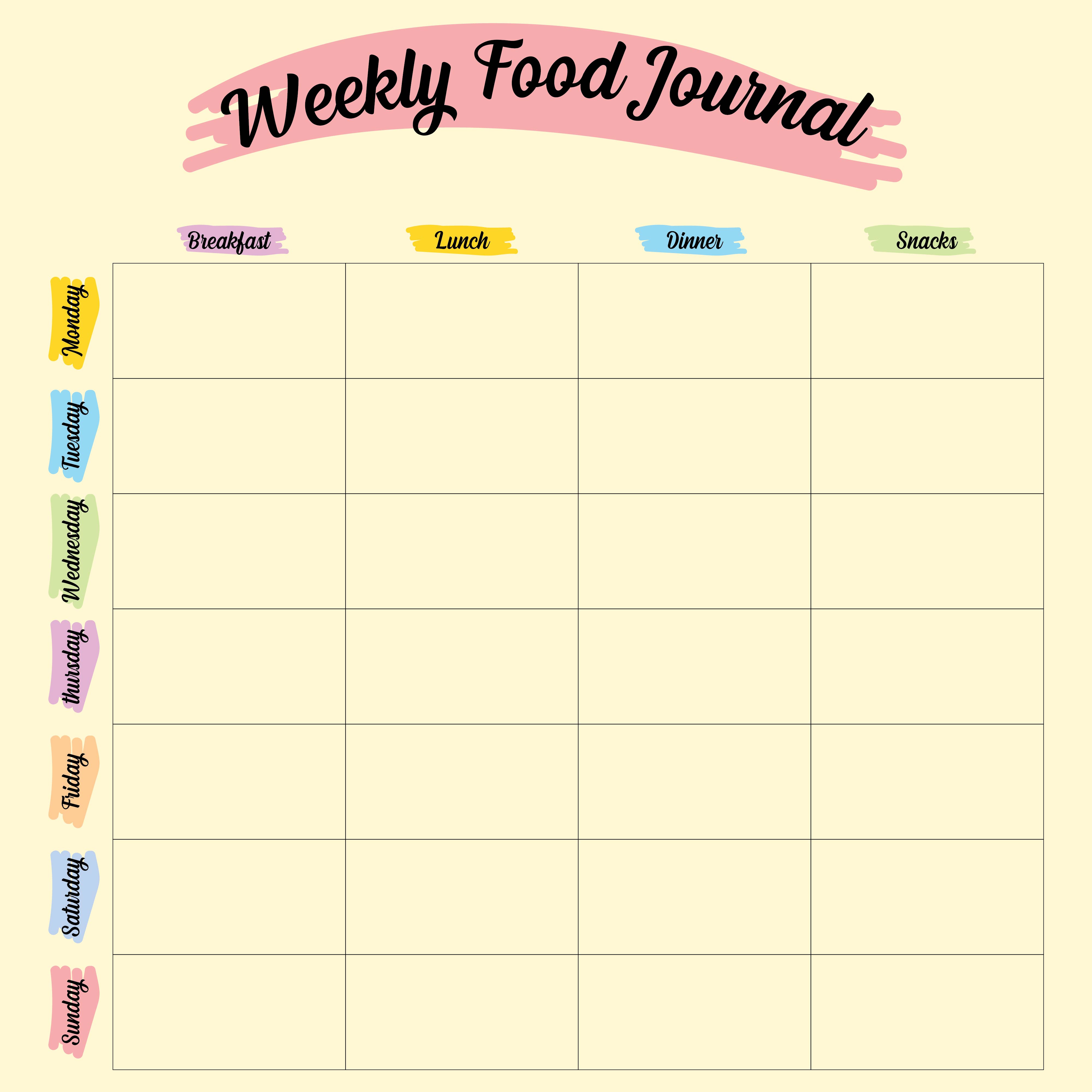 Printable Weekly Food Journal