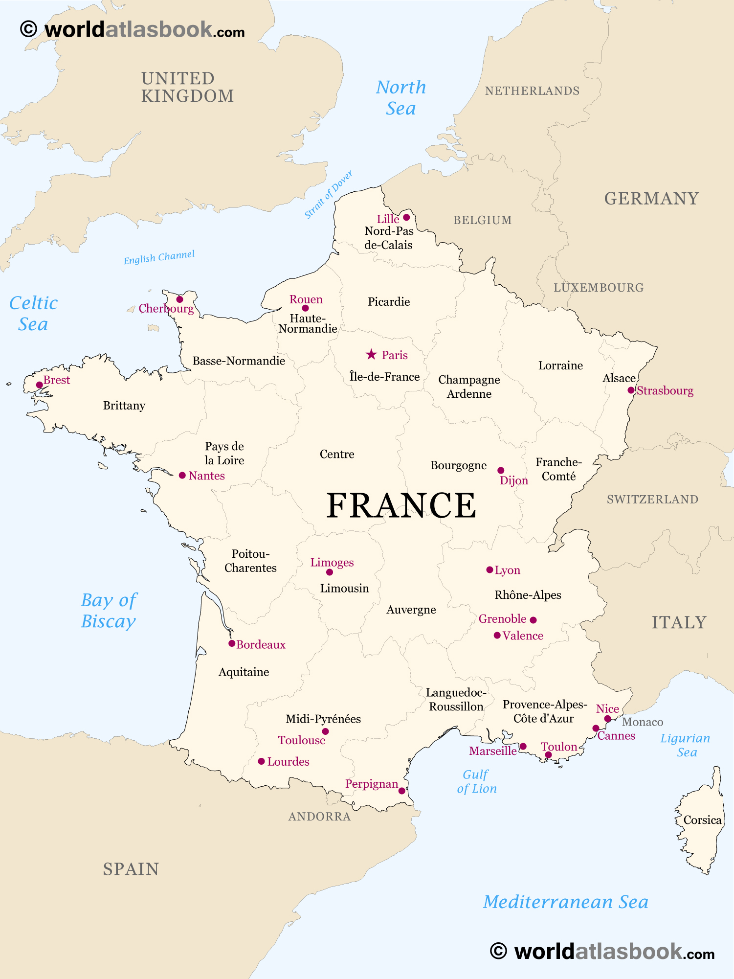 France Printable Map