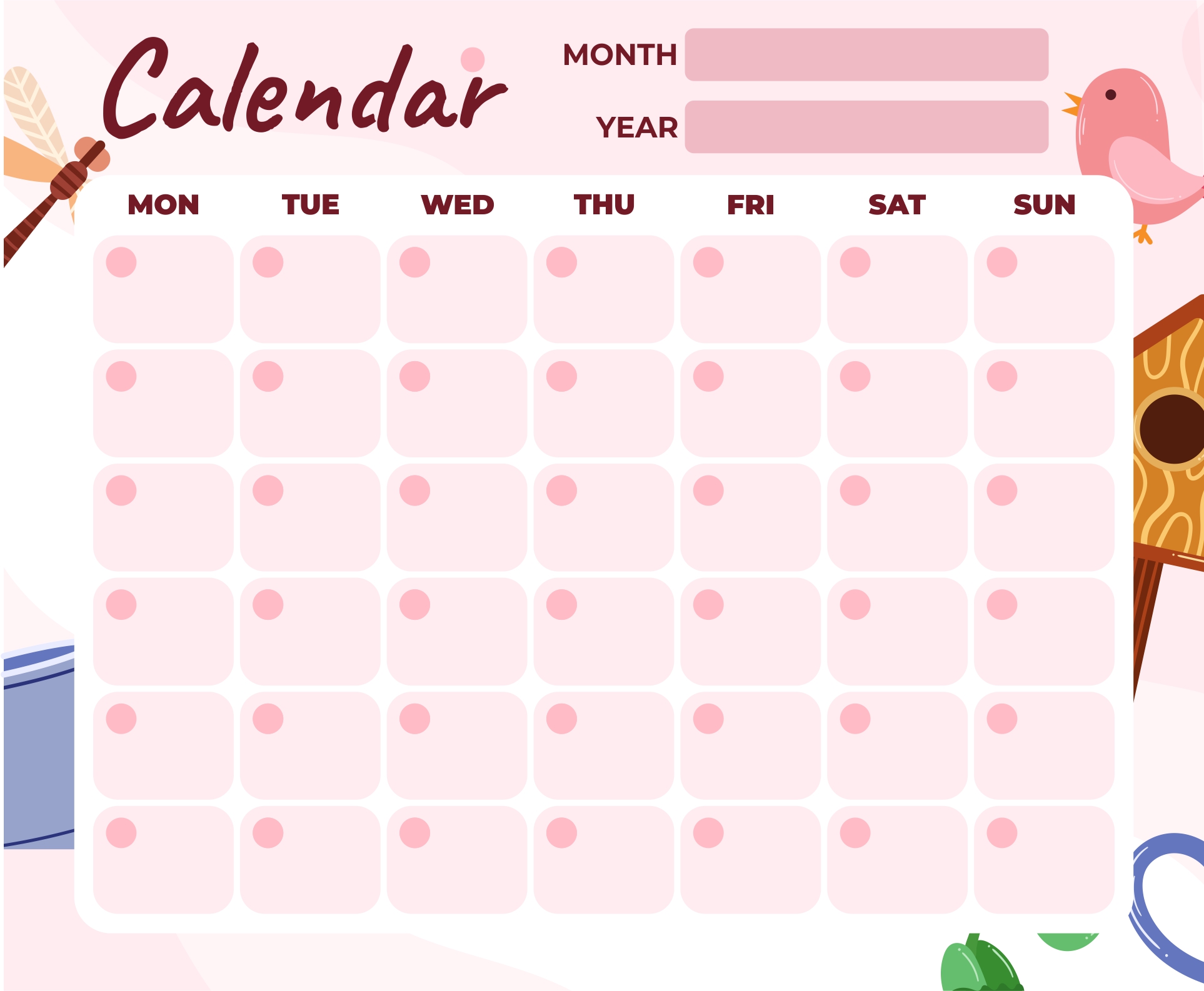 Printable Pdf Blank Calendar Template