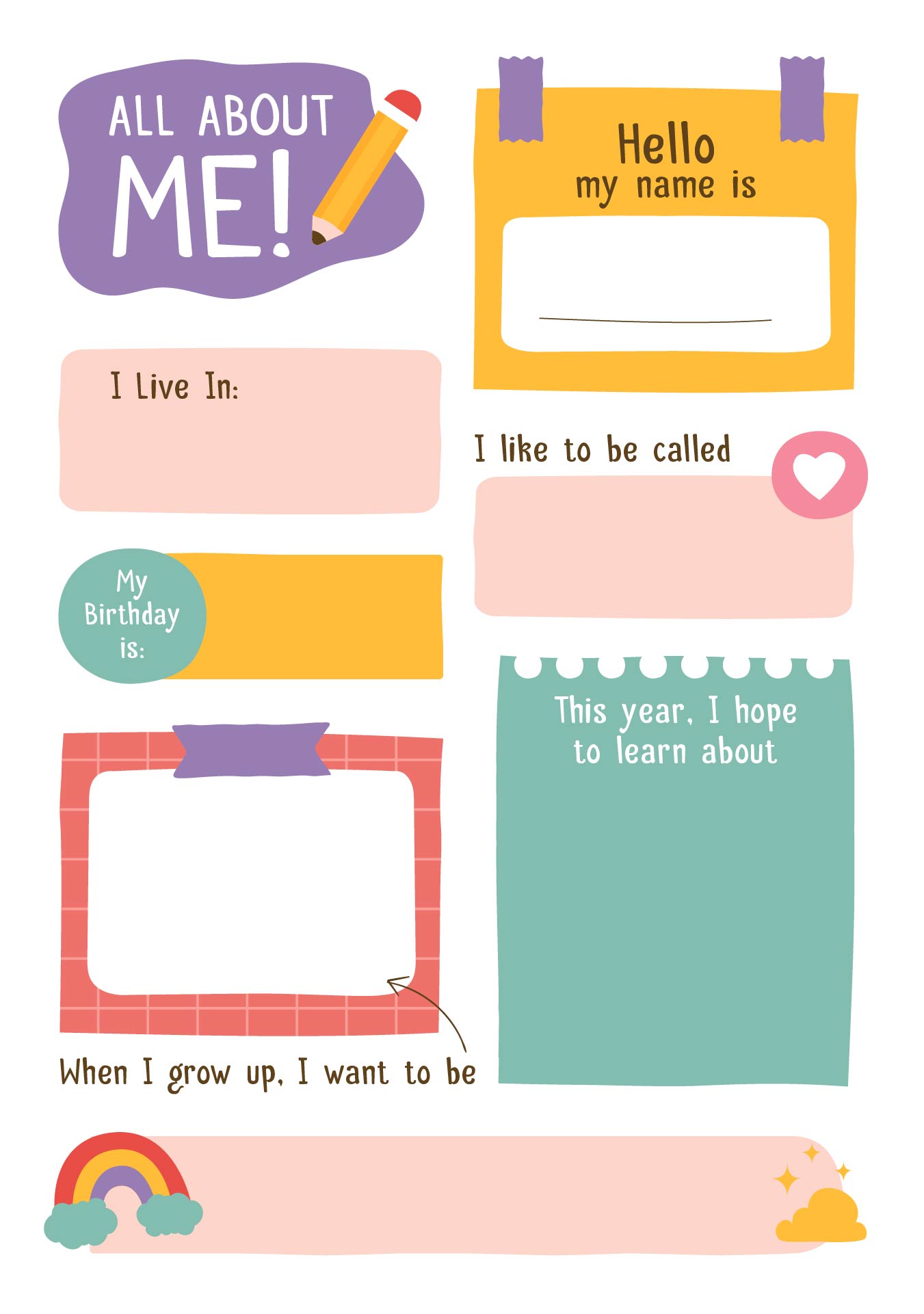 Pre K All About Me Free Printables
