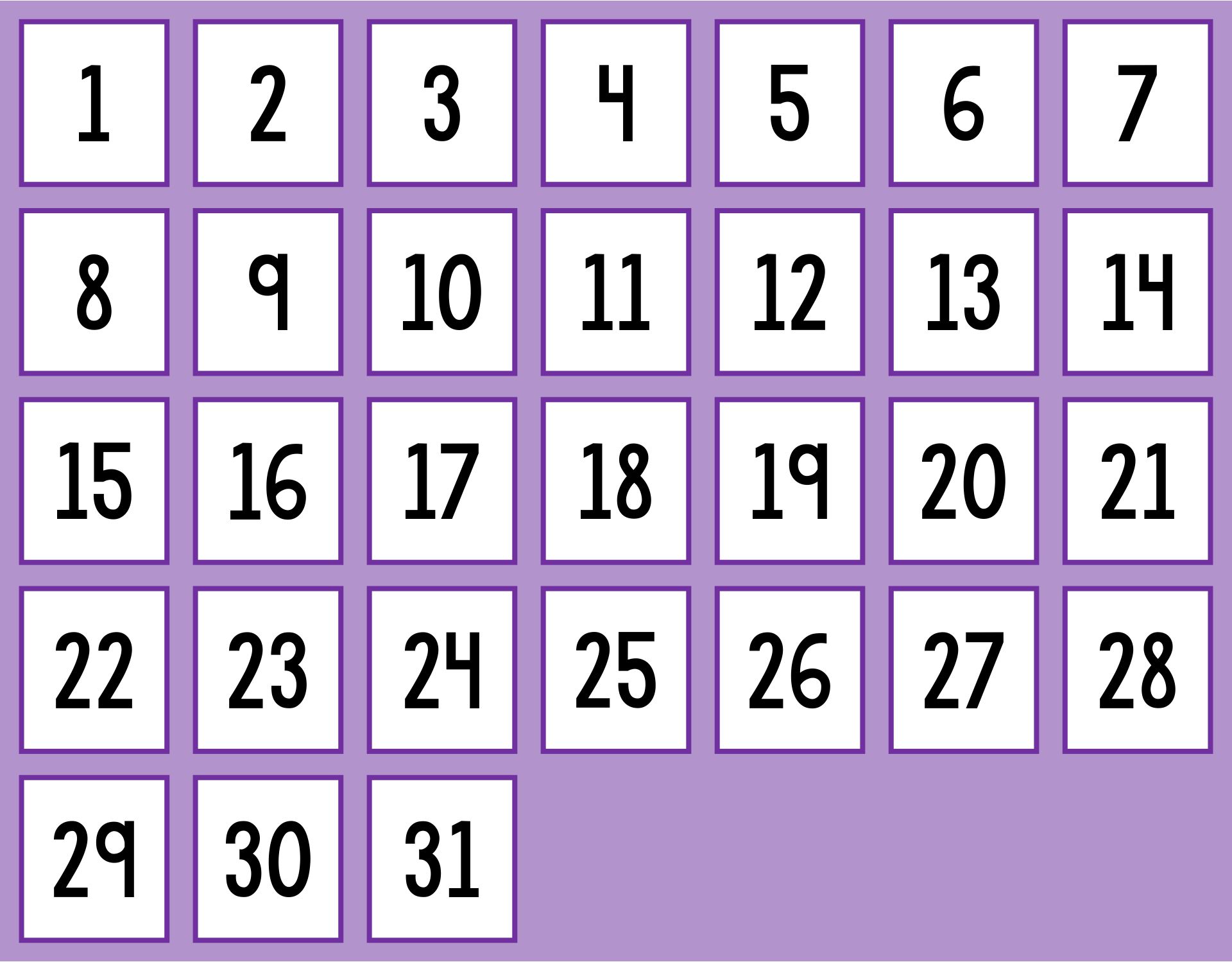 Numbers For Calendar Printables Printable Calendar Collection