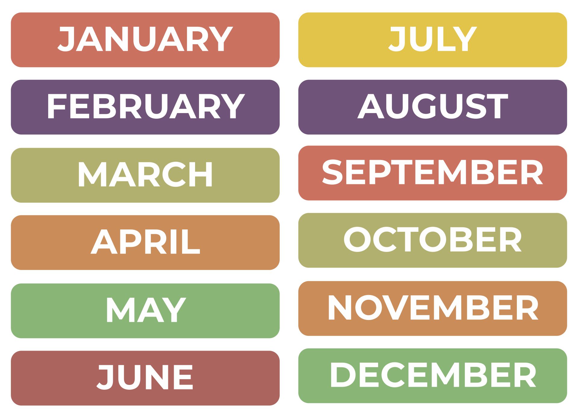 Free Printable Months Of The Year Chart