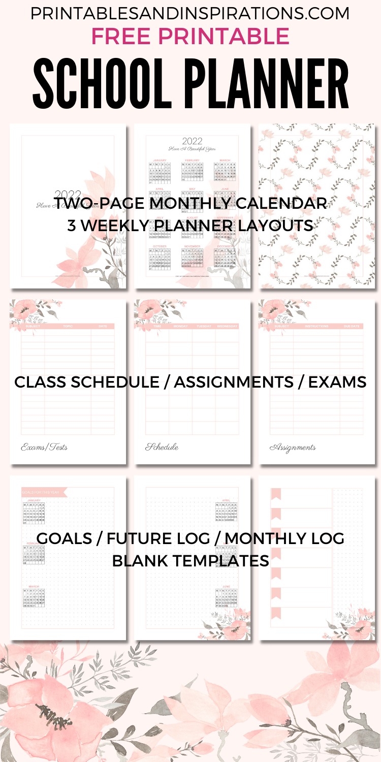 Free Printable 2021 2022 School Planner Printables An