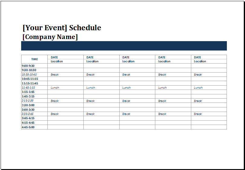 How To Create An Event Schedule Template In Excel Besttemplates234