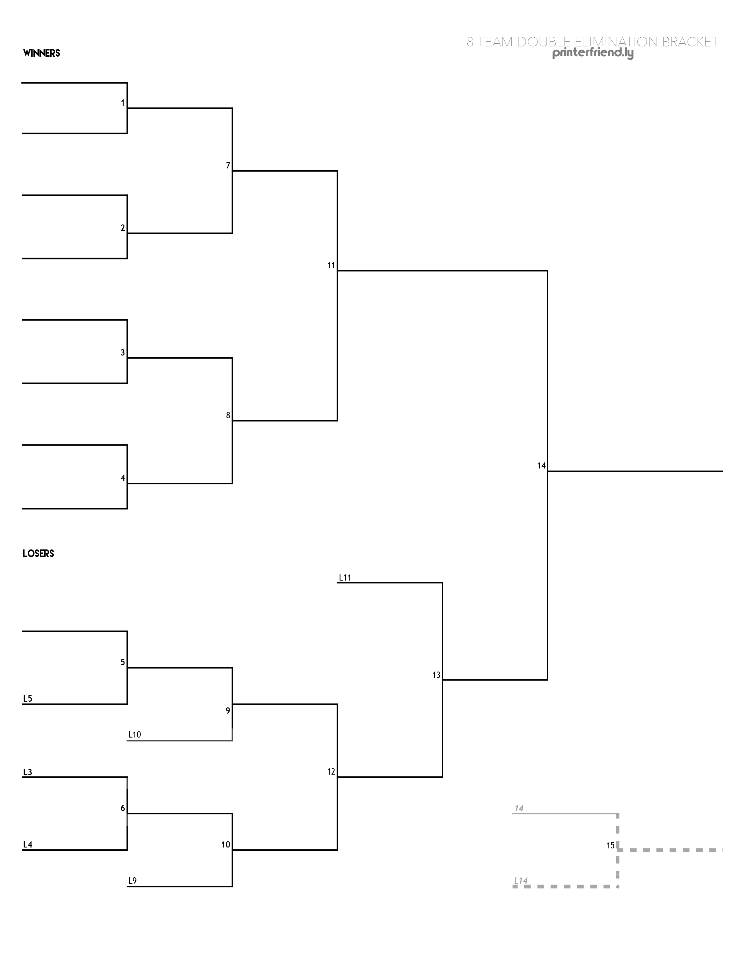 8 Man Double Elimination Bracket