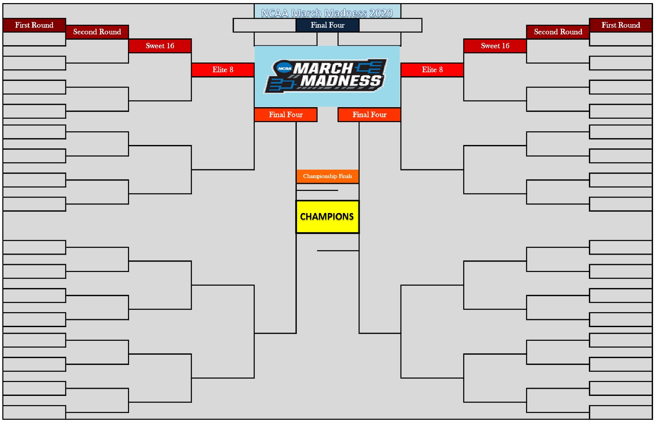 March Madness Printable Bracket 2023 With Teams Printable Online